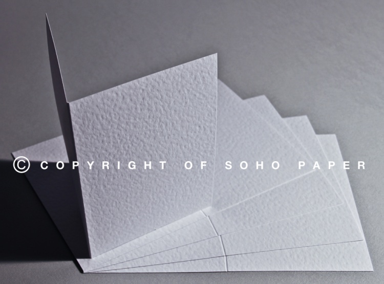 Hammer Embossed White Creased Cards 280gsm - Soho Paper