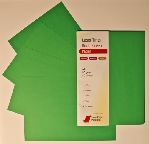 Laser Tints Bright Green Paper A4 80gsm - Soho Paper
