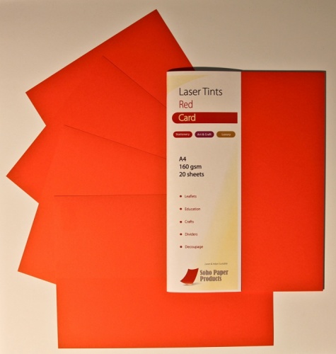 Laser Tints Red Card A4 160gsm - Soho Paper